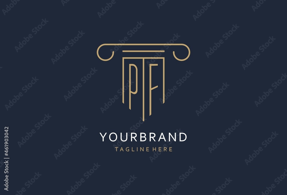 PF initial with pillar shape logo design, creative monogram logo design ...