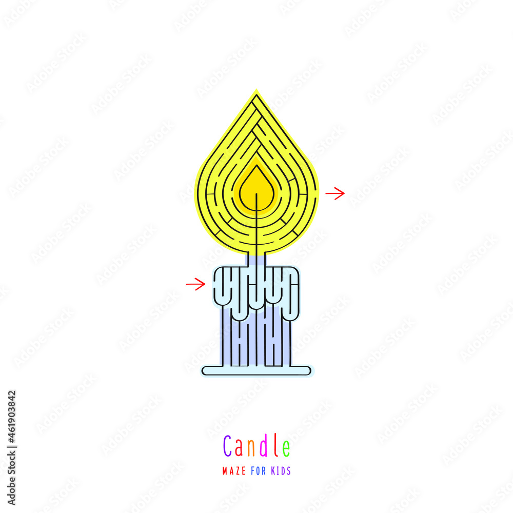 Abstract maze candle. Game for children and parents. Puzzle for kids ...
