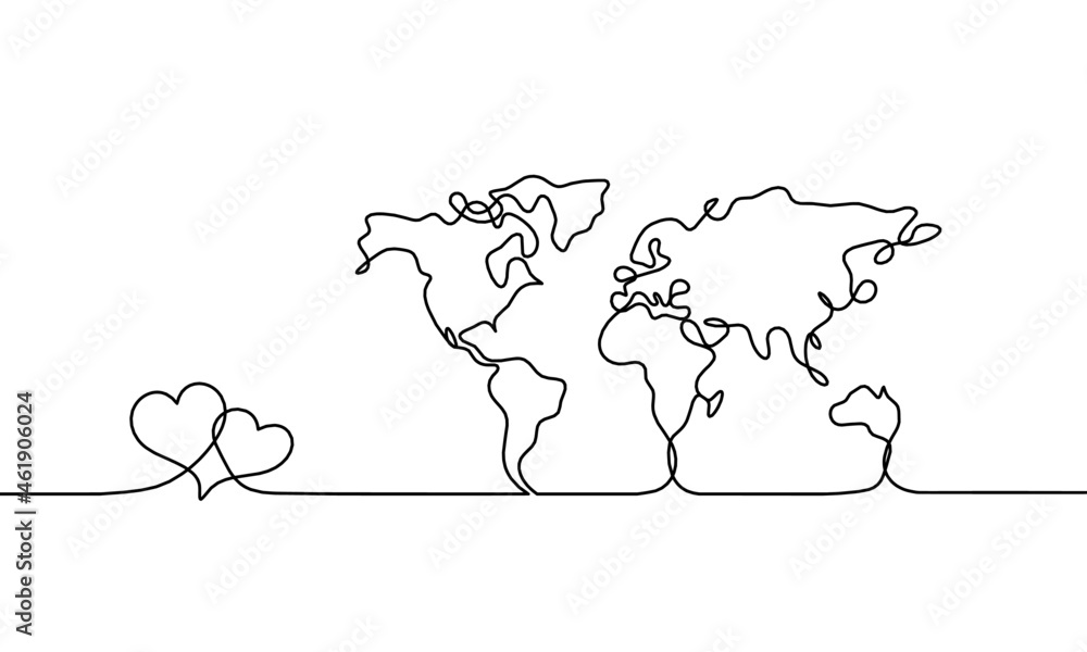 Map of planet Earth as line drawing on white as background. Vector ...