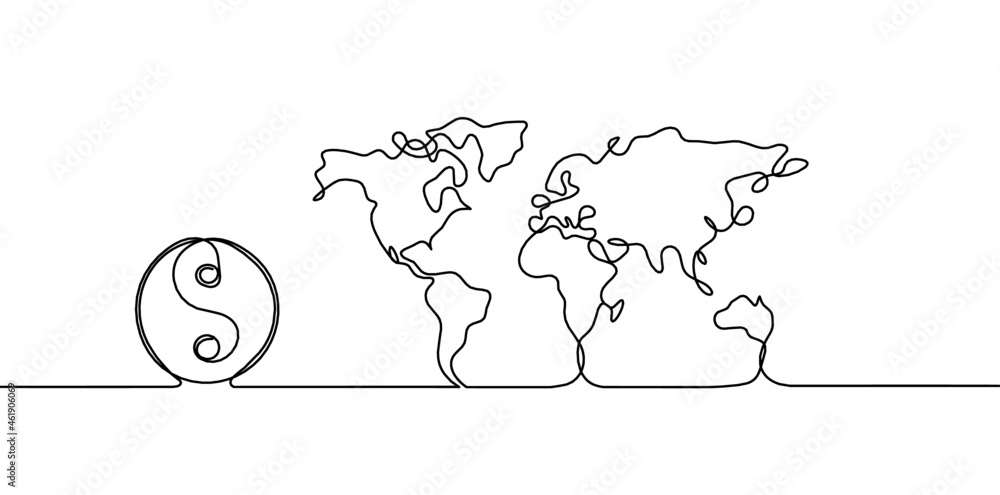 Map of planet Earth as line drawing on white as background. Vector ...