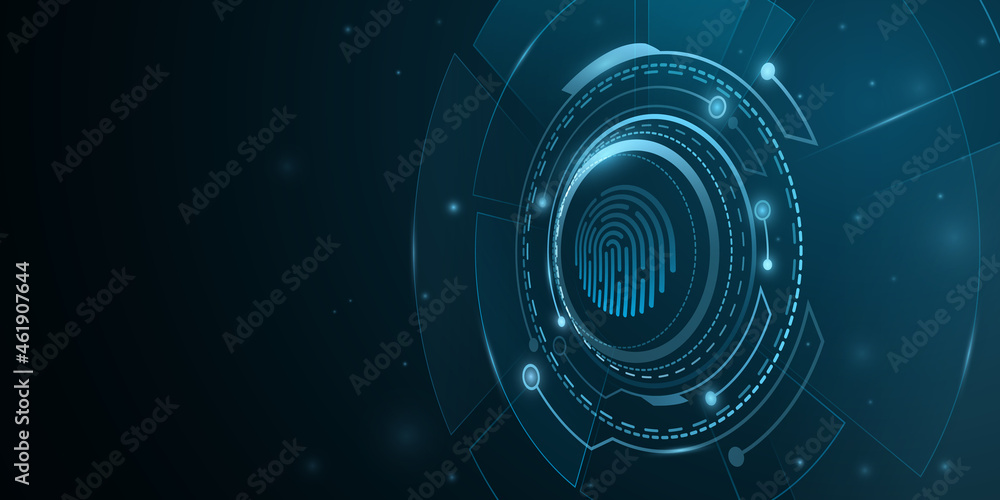 Fingerprint scan. Biometric verification. Network protection background ...