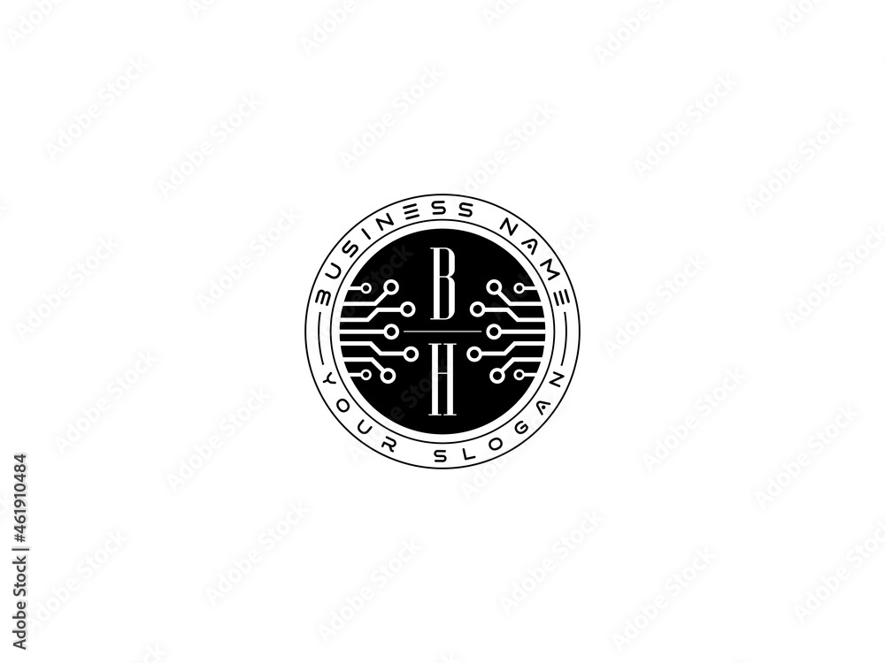 letter BH technology logo, Letter bh Pixel technology logo icon vector ...