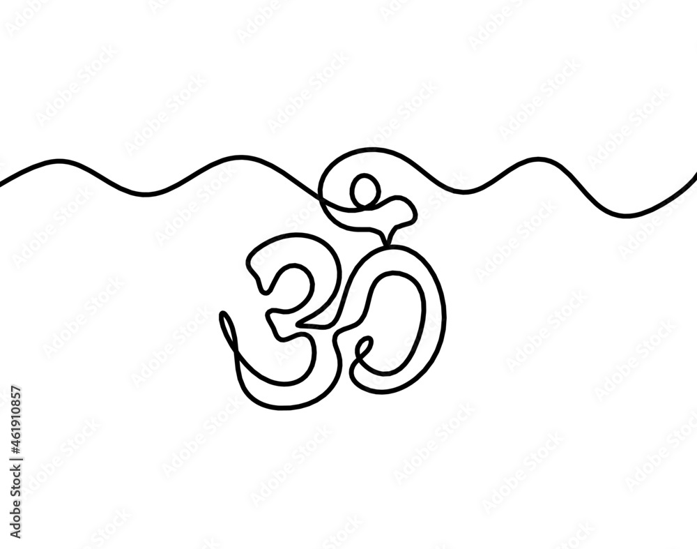 Sign of OM as line drawing on the white background. Vector Stock Vector ...