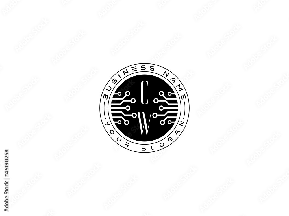 letter CW technology logo, Letter cw Pixel technology logo icon vector ...