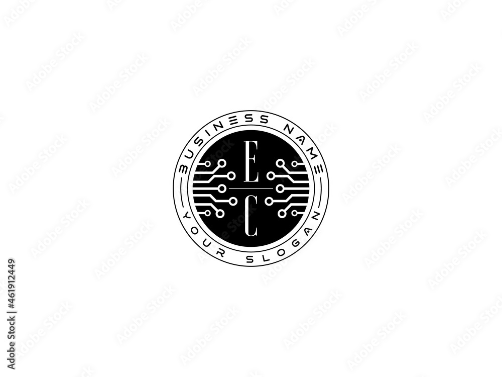 letter EC technology logo, Letter ec Pixel technology logo icon vector ...