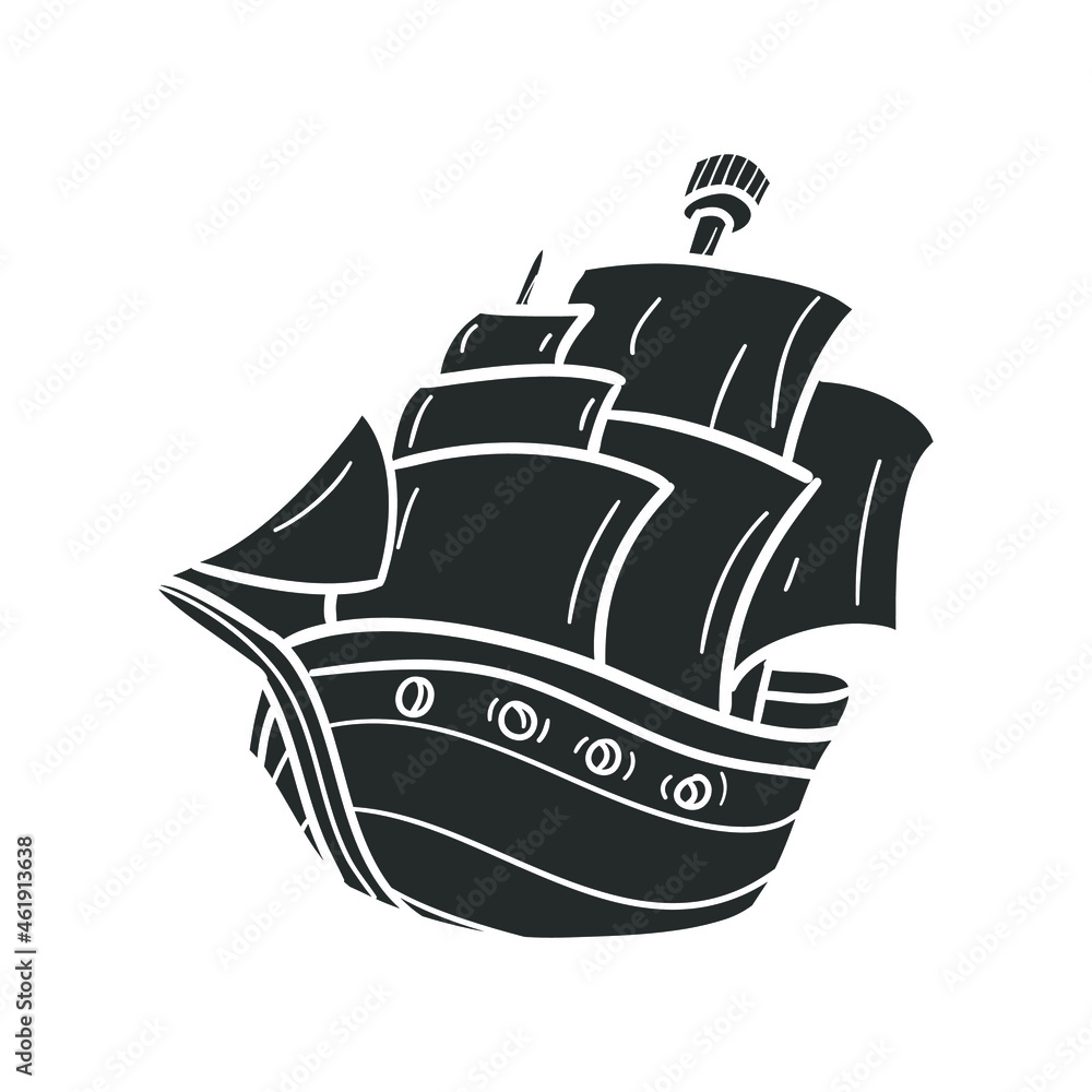 Spanish Caravel Icon Silhouette Illustration. Discovery Vector Graphic ...