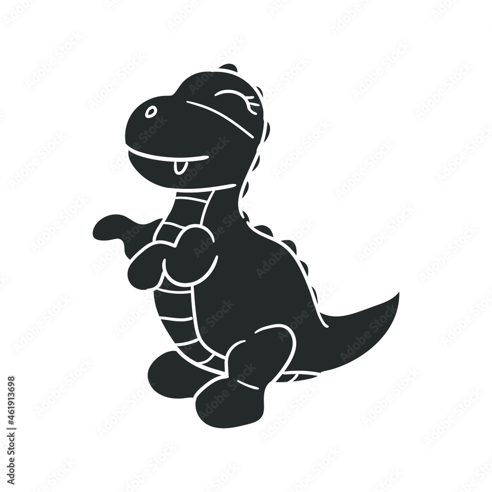 Baby Dino Icon Silhouette Illustration. Children Toys Vector Graphic ...