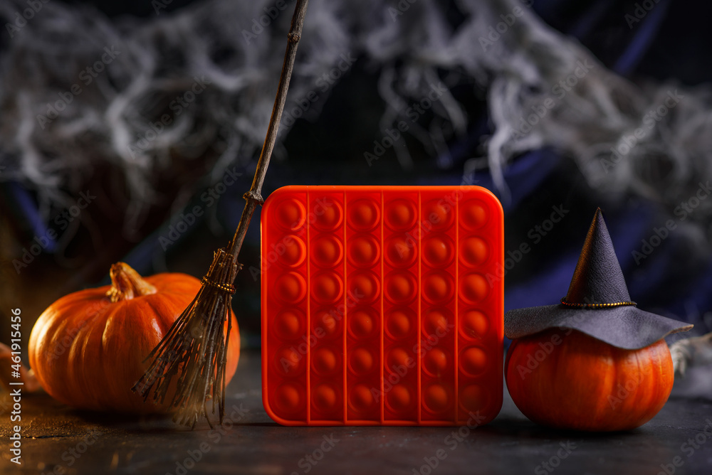Fashion anti-stress sensory popit bubble popping toy. Halloween concept ...