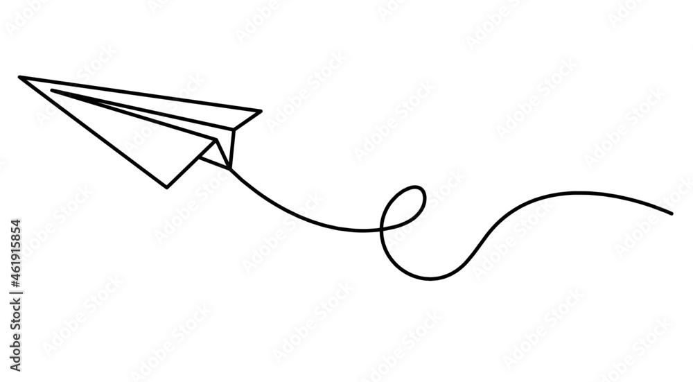 Abstract paper plane as line drawing on white as background. Vector ...