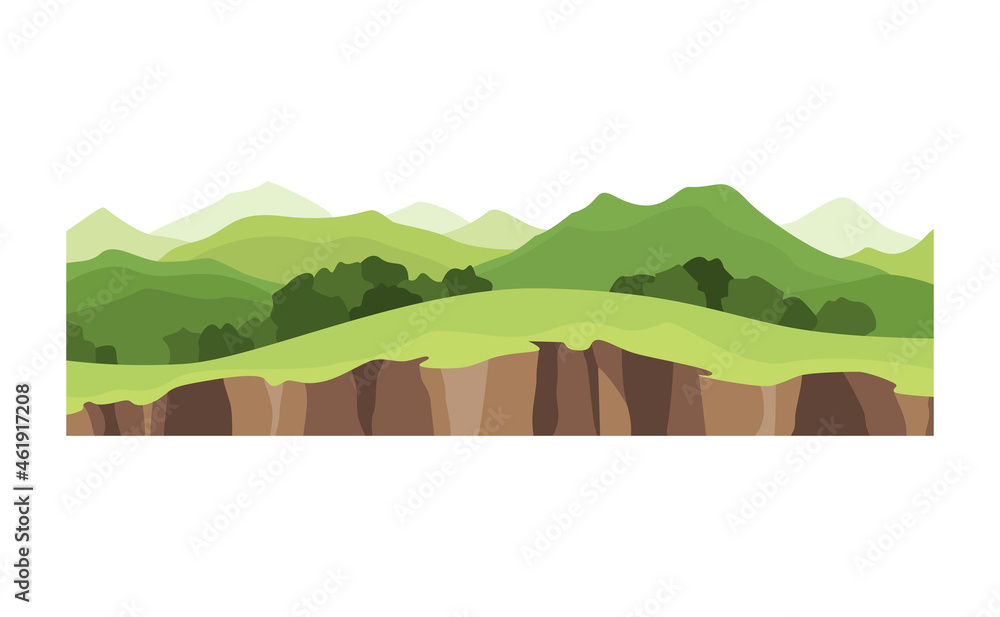 Game landscape. Cartoon design nature. Landscape of soil section ...