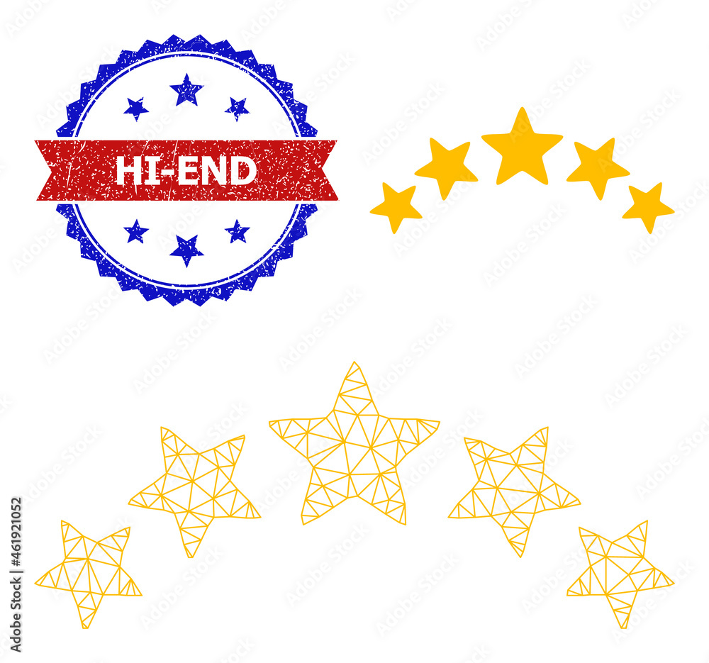 Network star rating model icon, and bicolor unclean Hi-End stamp ...