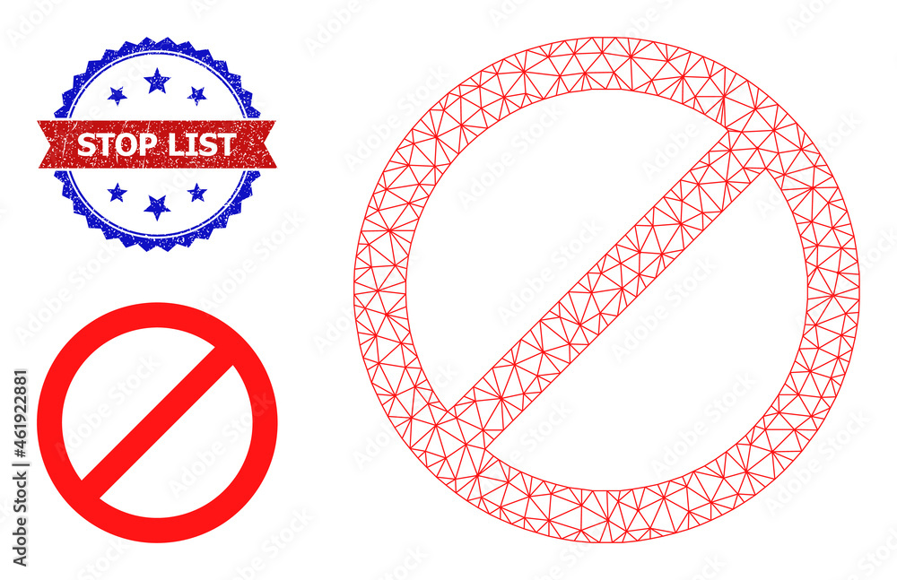 Network stop frame illustration, and bicolor rubber Stop List seal ...