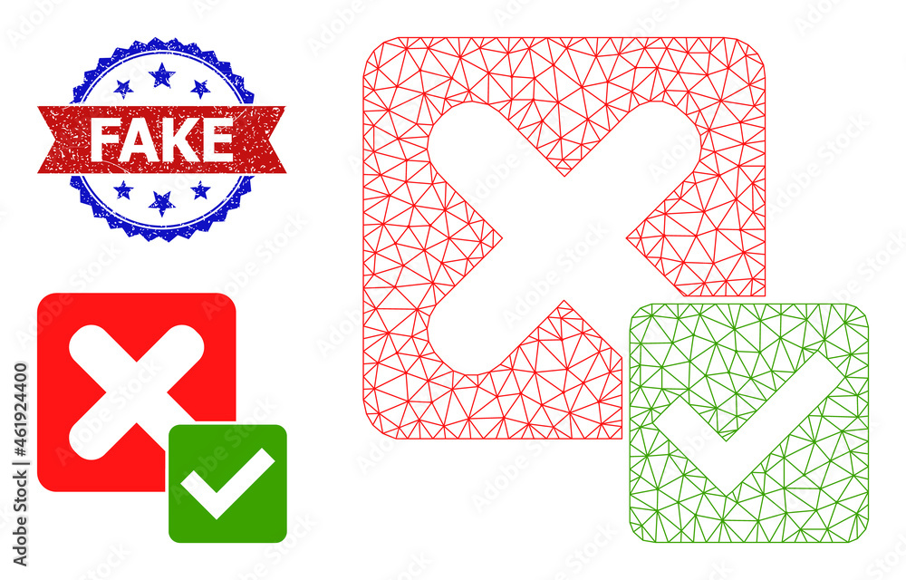 Polygonal true negative model illustration, and bicolor dirty Fake seal ...