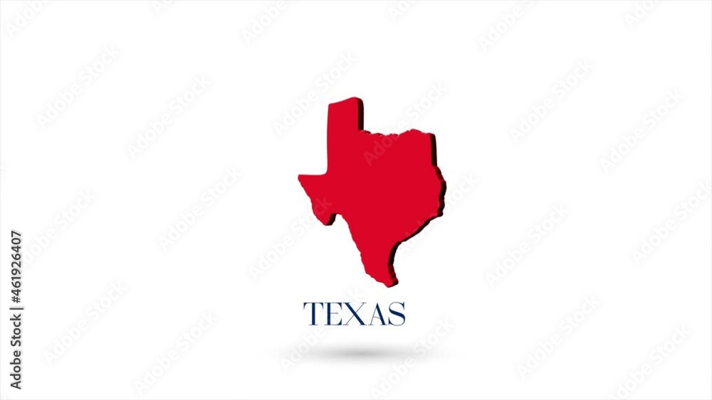 3d animated flat map showing the state of Texas from the United State ...