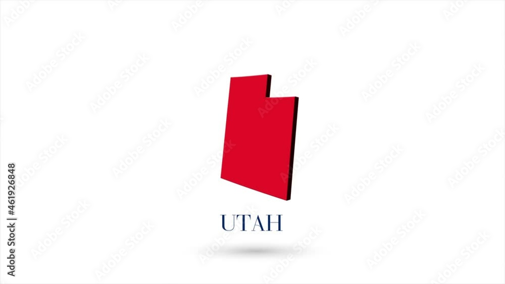 3d animated flat map showing the state of Utah from the United State of ...