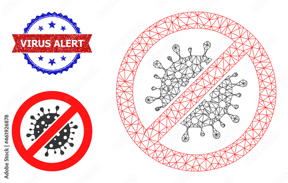 Triangular stop coronavirus model illustration, and bicolor unclean ...