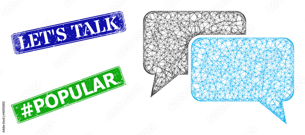 Net chat messages model, and Let'S Talk blue and green rectangle grunge ...