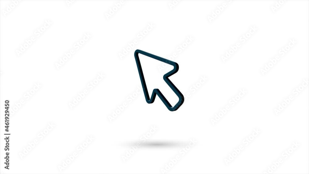 3d animated flat arrow cursor icon with shadow isolated on white ...