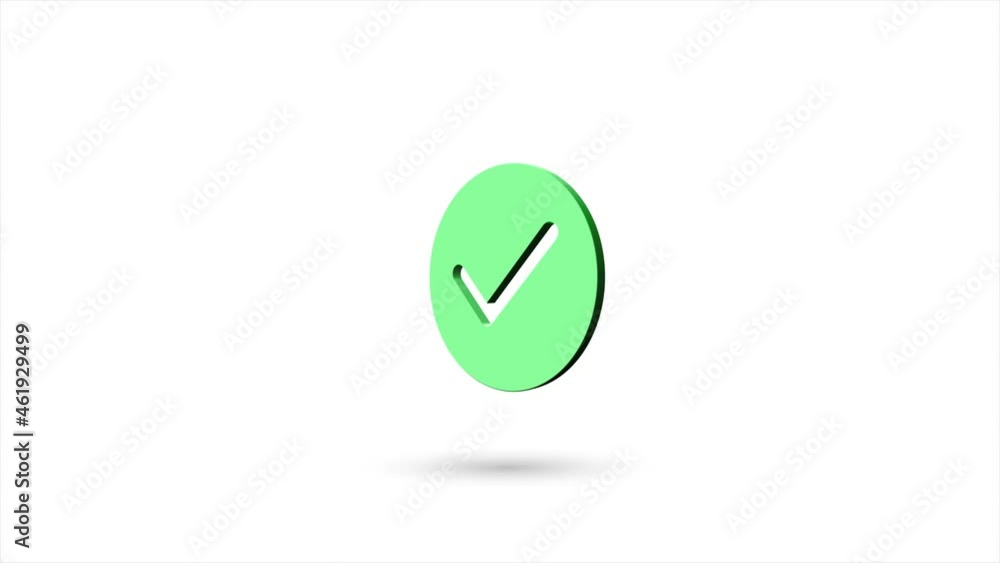 3d animated flat check mark icon with shadow isolated on white ...