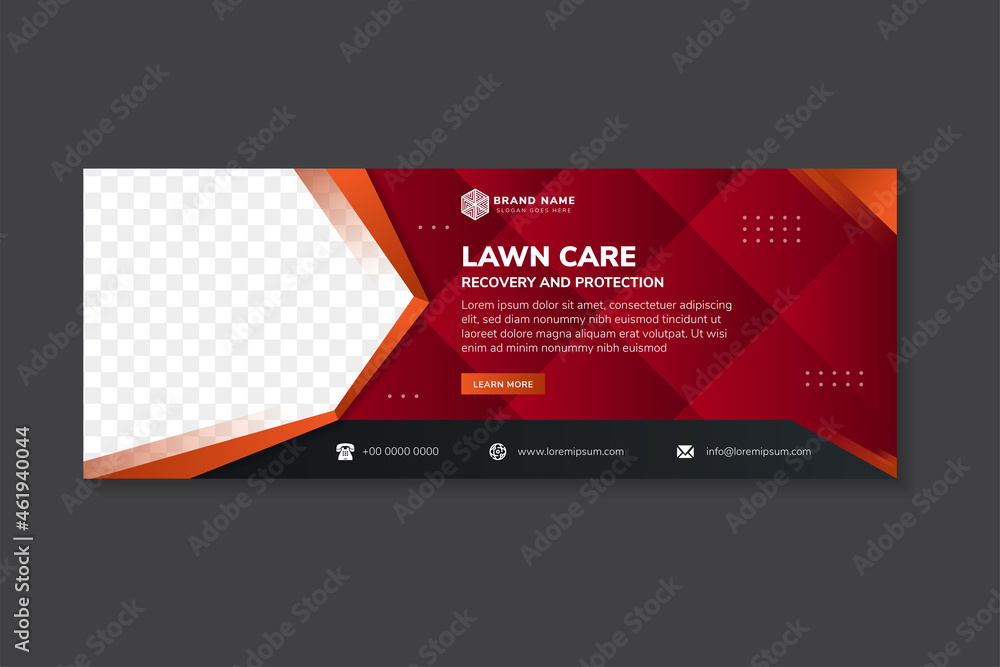 abstract banner template design with example headline is lawn care ...