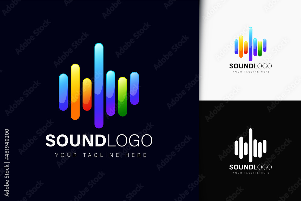 Sound logo design with gradient Stock Vector | Adobe Stock