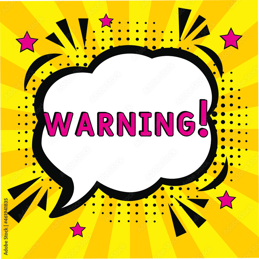 Warning, Font expression pop art. Warning in comic pop art style ...