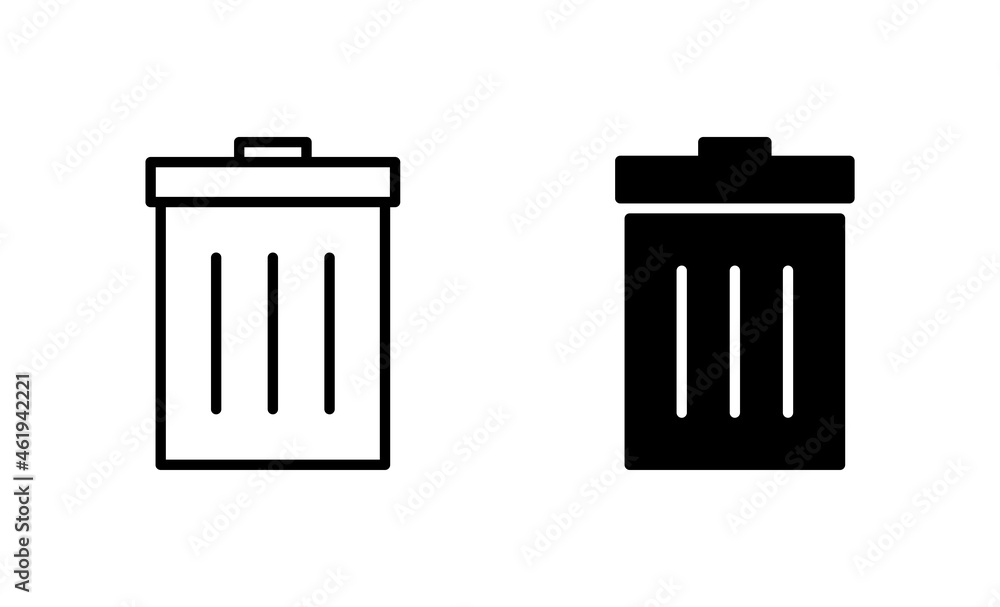 Trash icons set. trash can icon. delete sign and symbol. Stock Vector ...