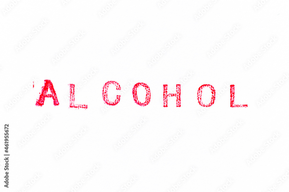 Red color rubber stamp in word alcohol on white paper background Stock ...