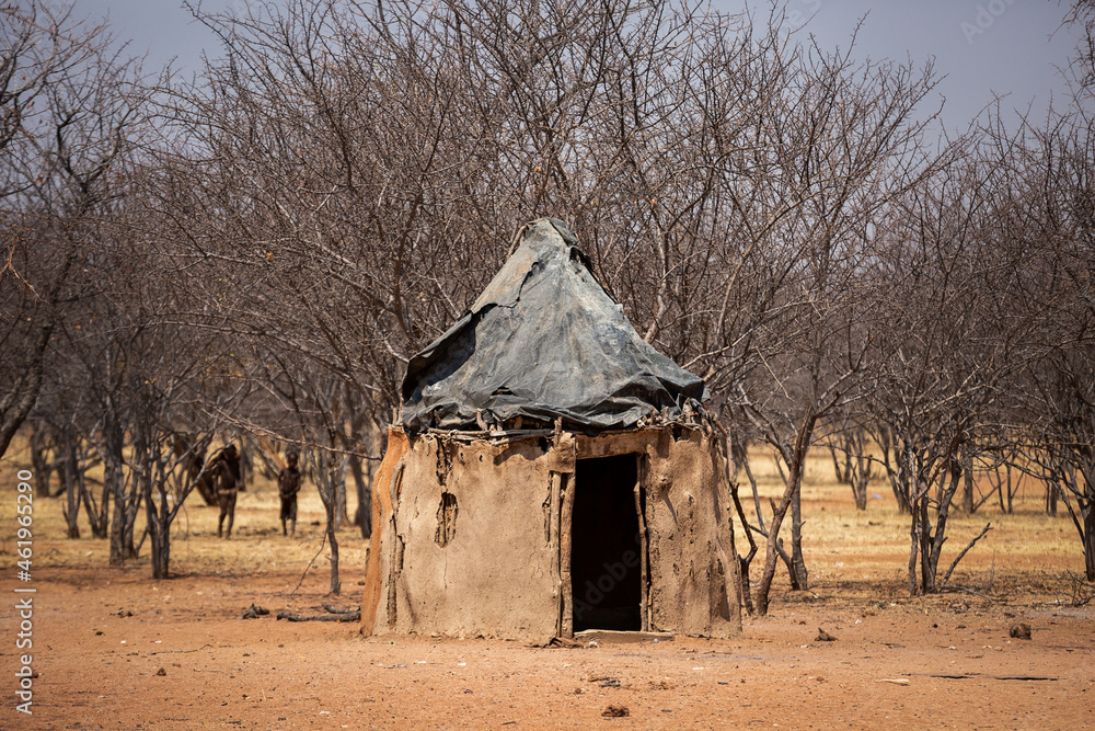 Closeup of traditional hut of himba people in Namibia Stock Photo ...