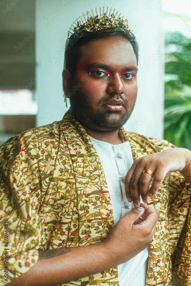 portrait of gay dark skinned indian man in abandoned building Stock ...