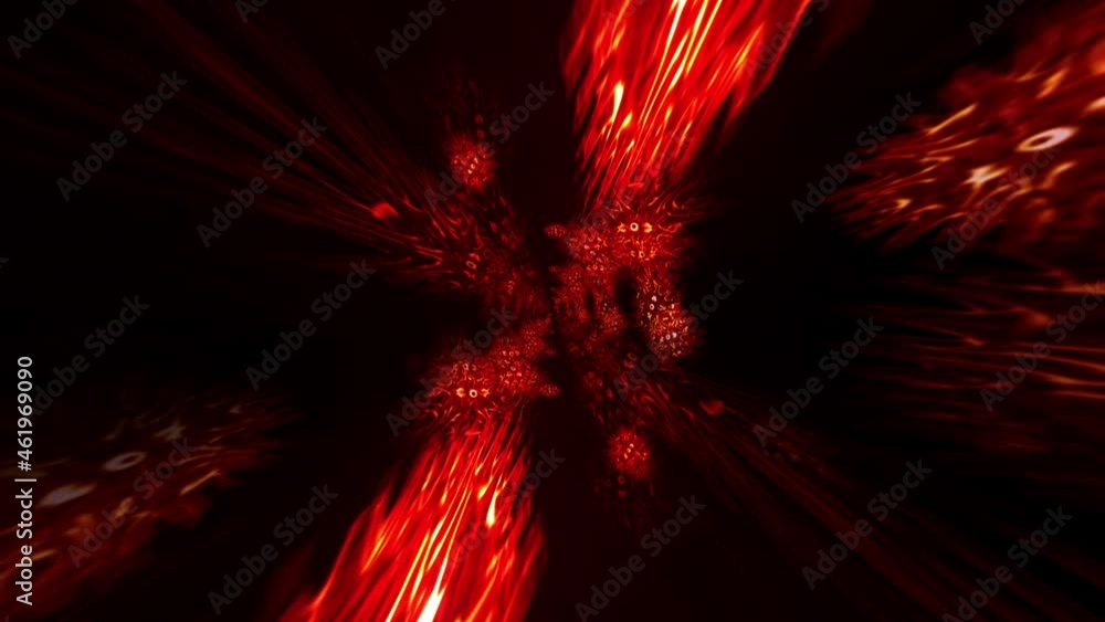 Abstract animation comic style red alien nest tunnel hypnotic motion ...