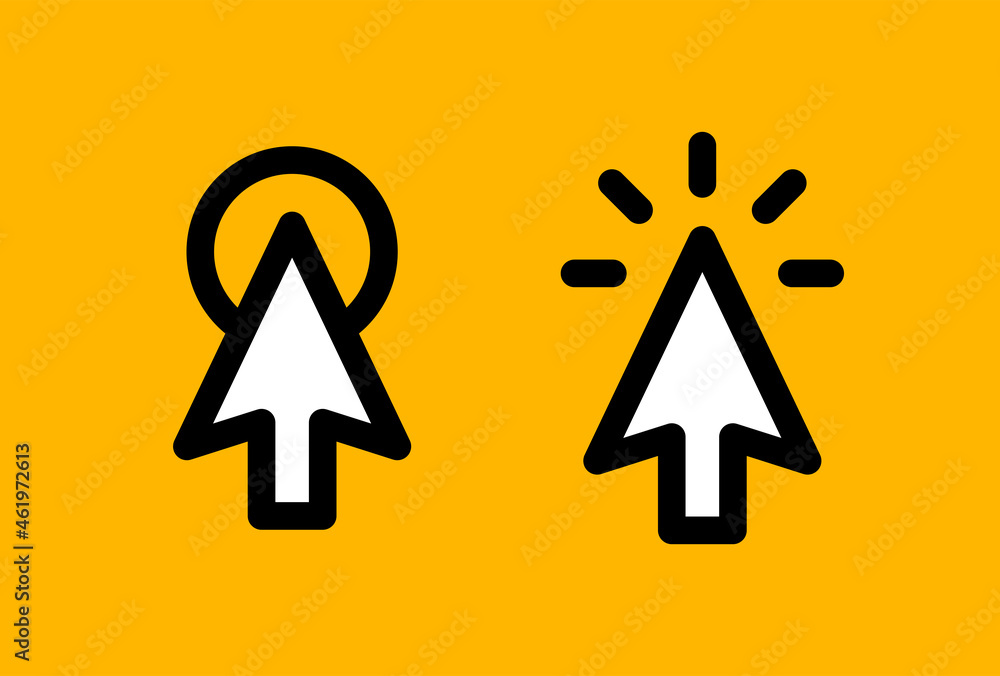 Mouse click cursor icon on yellow background. Stock Vector | Adobe Stock
