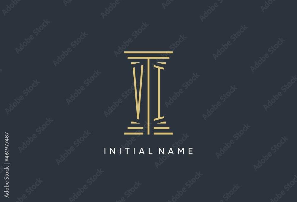VI initial monogram with pillar shape logo design 素材庫向量圖 | Adobe Stock