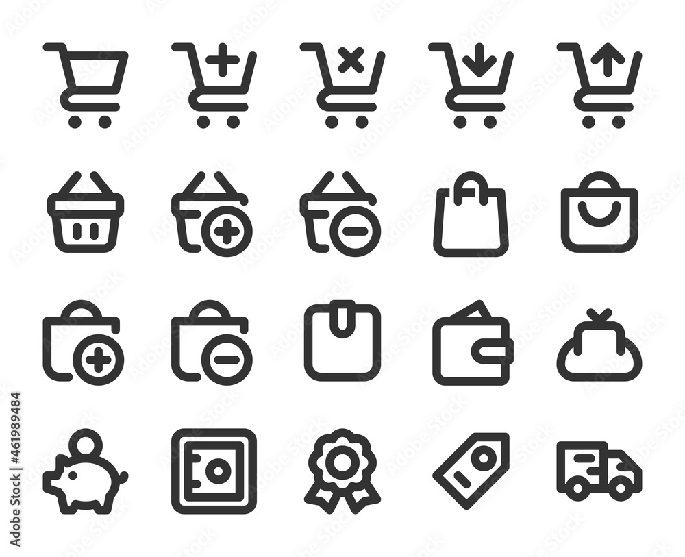 Collection of monochromatic pixel-perfect linear icons: Finance ...