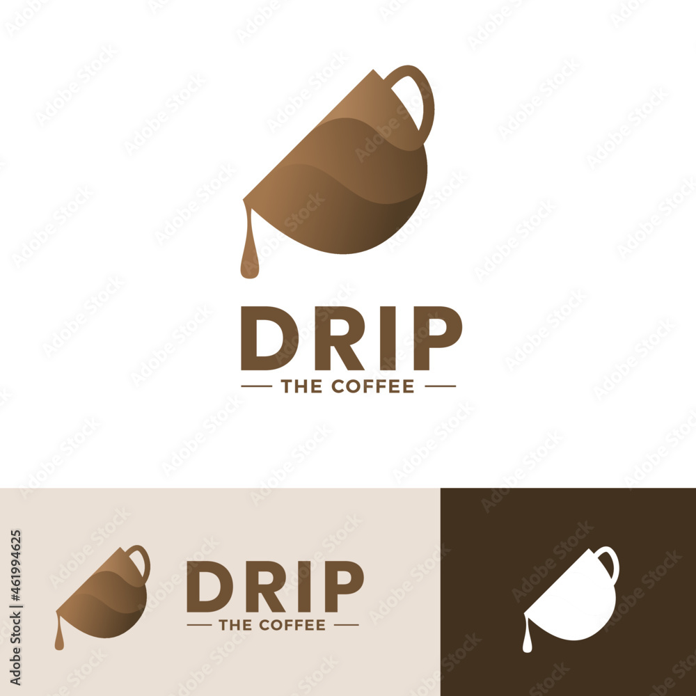 Pouring coffee cup logo identity. Drip Coffee illustration for brand ...