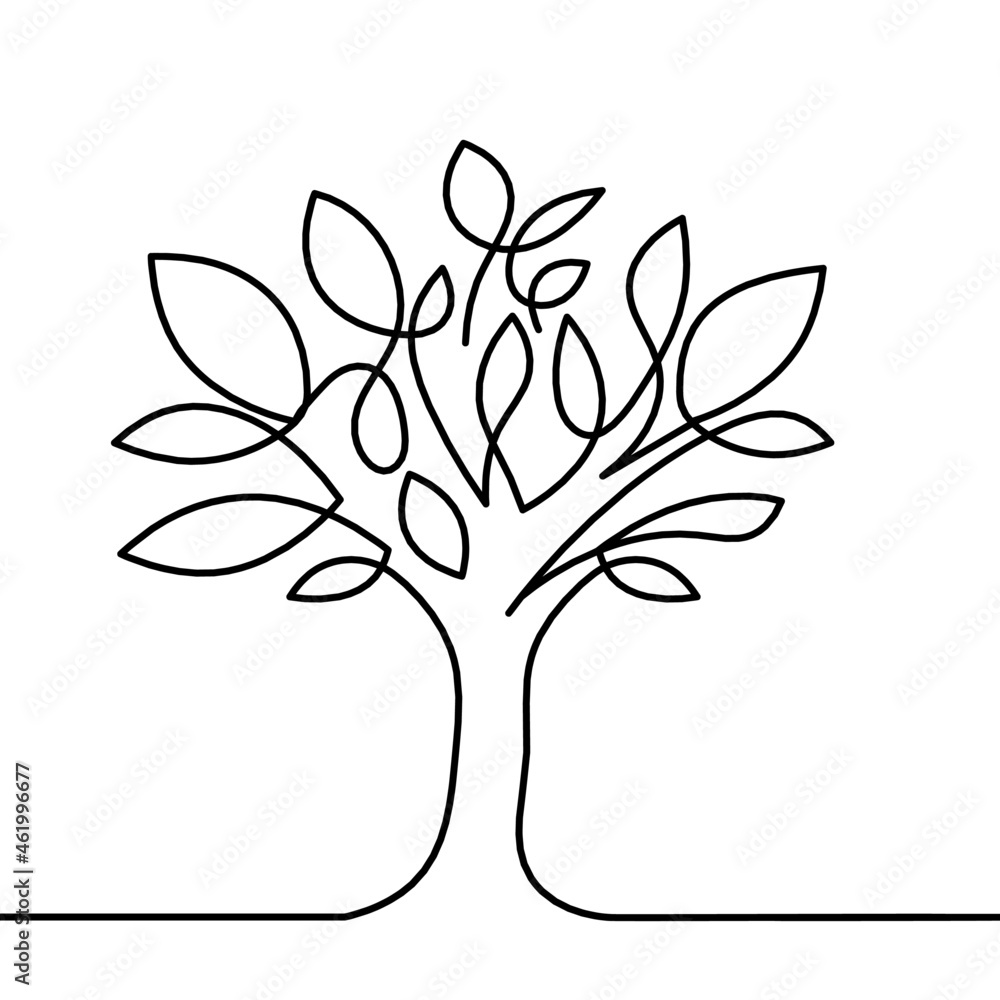 Abstract tree as line drawing on the white background. Vector Stock ...