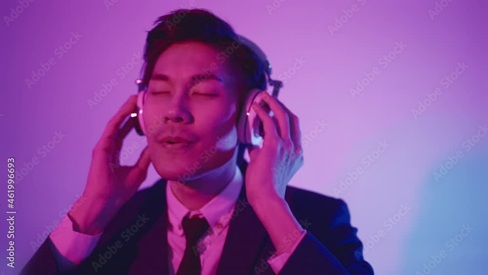 portrait studio rgb color concept yound smart asian businessman wear ...