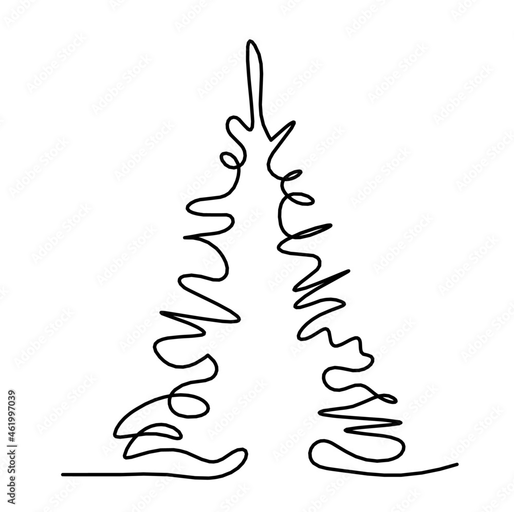 Abstract spruce tree as line drawing on the white background. Vector ...