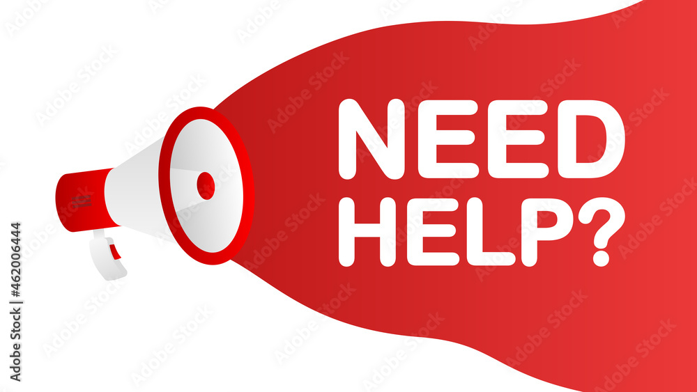 Need Help banner template. Marketing flyer with megaphone. Template for ...