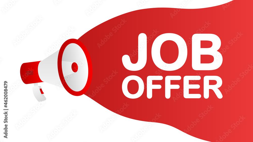 Job Offer banner template. Marketing flyer with megaphone. Template for ...