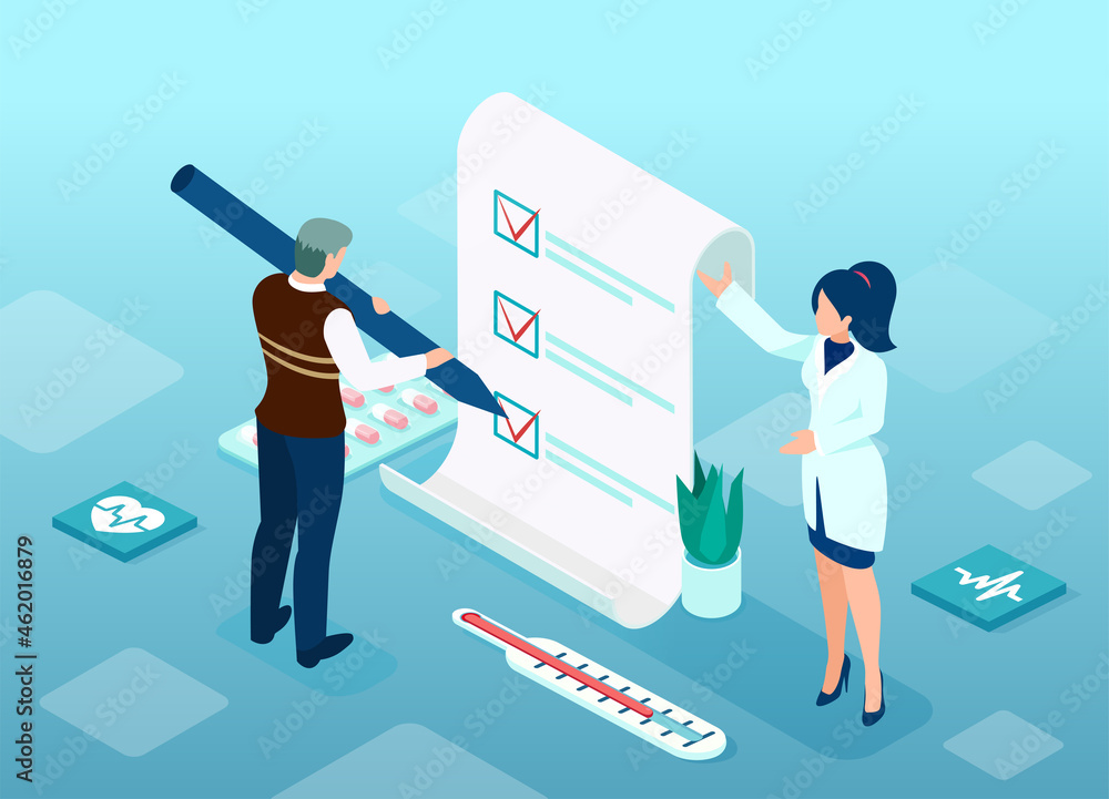 Vector of a patient signing medical consent Stock Vector | Adobe Stock