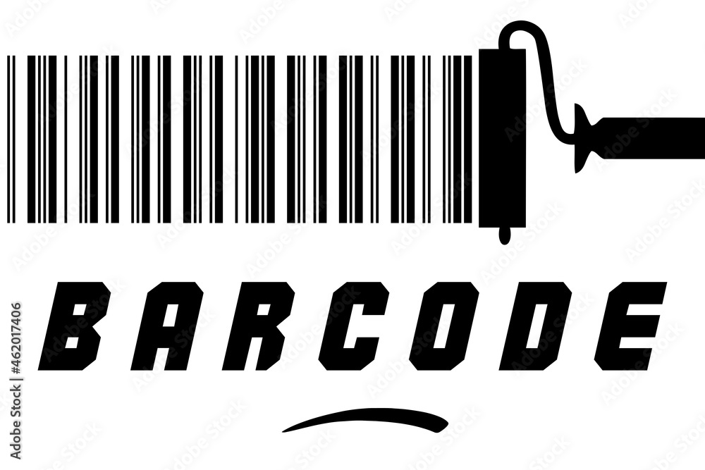 Barcode abstract art design in black and white colors using a paint ...