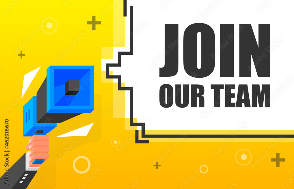 Join our Team banner template. Marketing flyer with megaphone ...