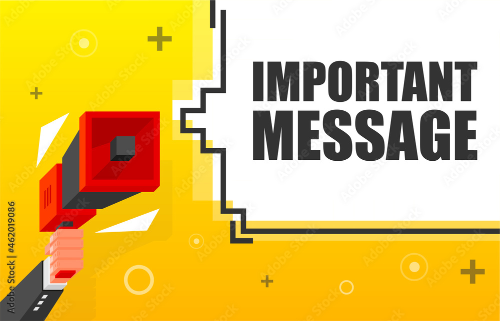 Important Message banner template. Marketing flyer with megaphone ...