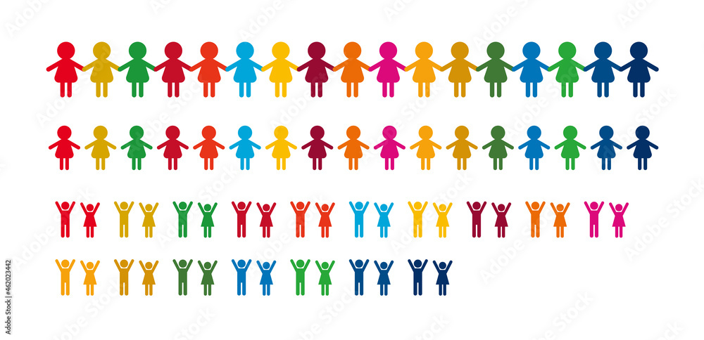 Set of various human-shaped icons inspired by SDGs. Vector illustration ...