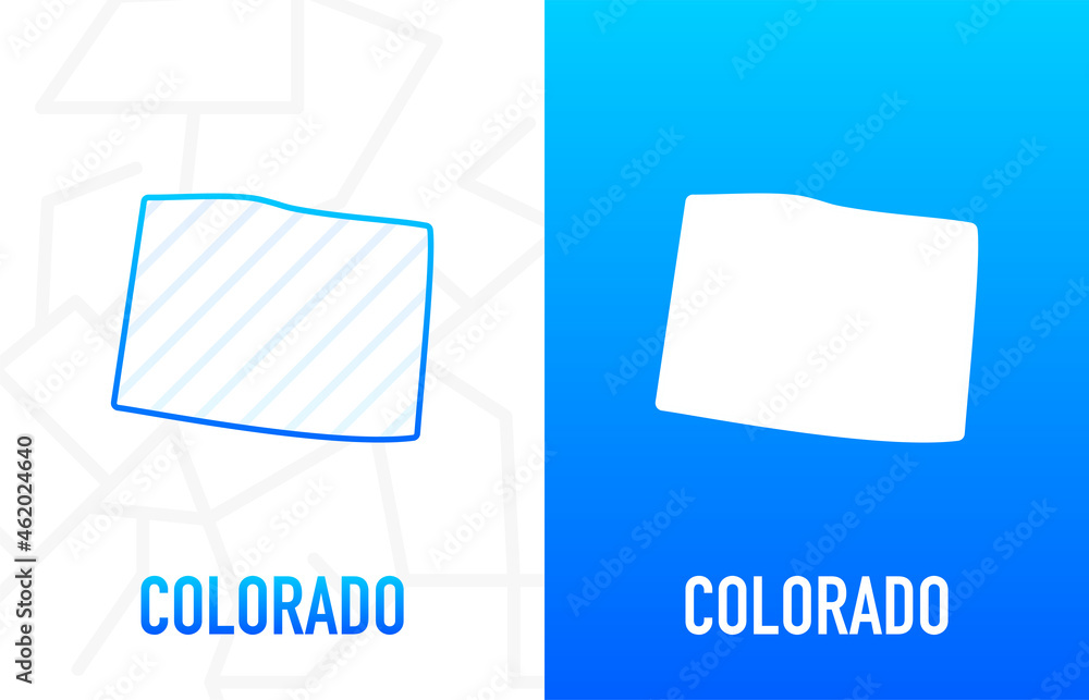 Colorado - U.S. state. Contour line in white and blue color on two face ...