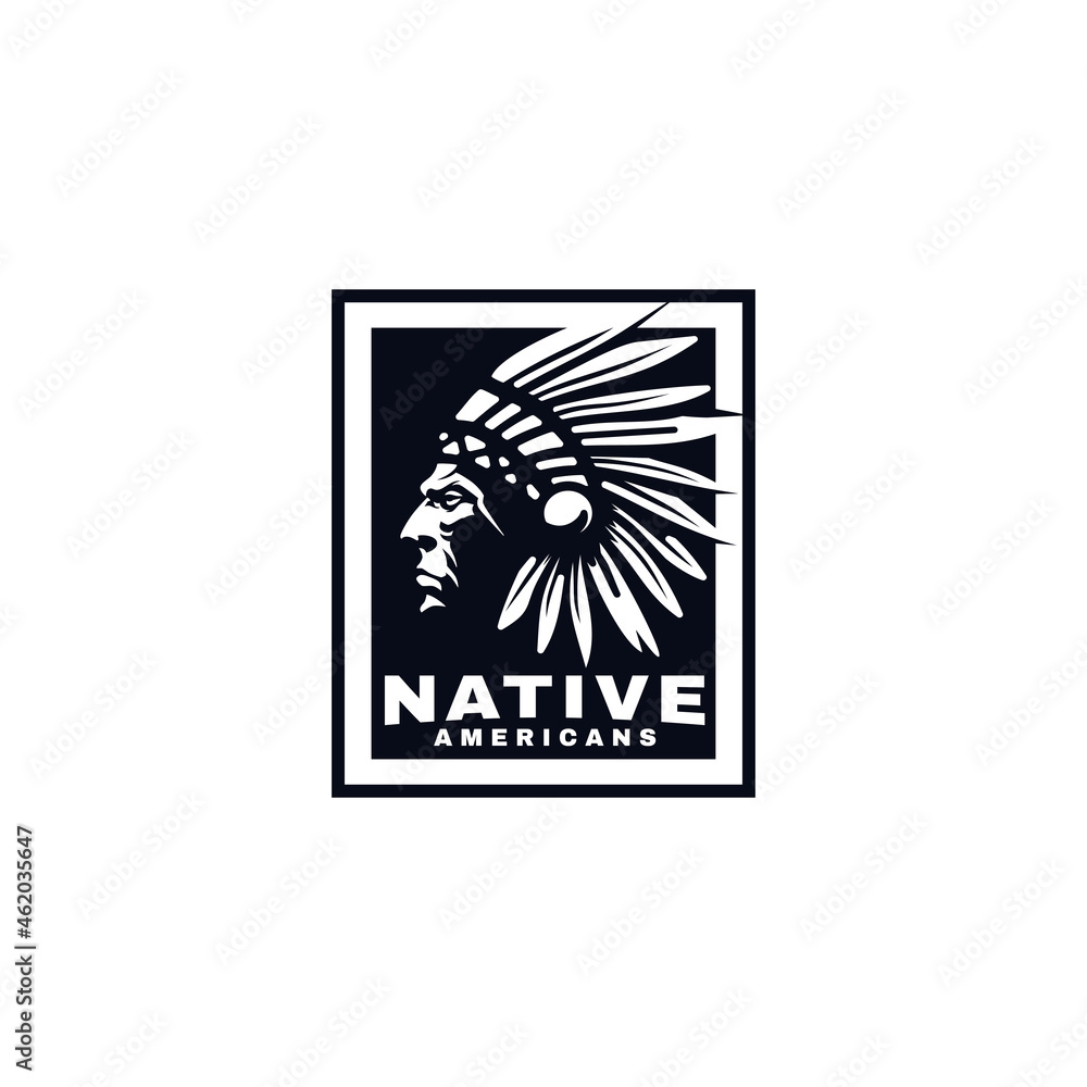 American Native Logo Design Vector Illustration Template Idea Stock ...