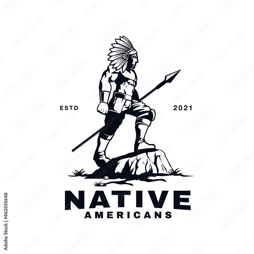 American Chief Native Logo Design Inspiration Stock Vector | Adobe Stock