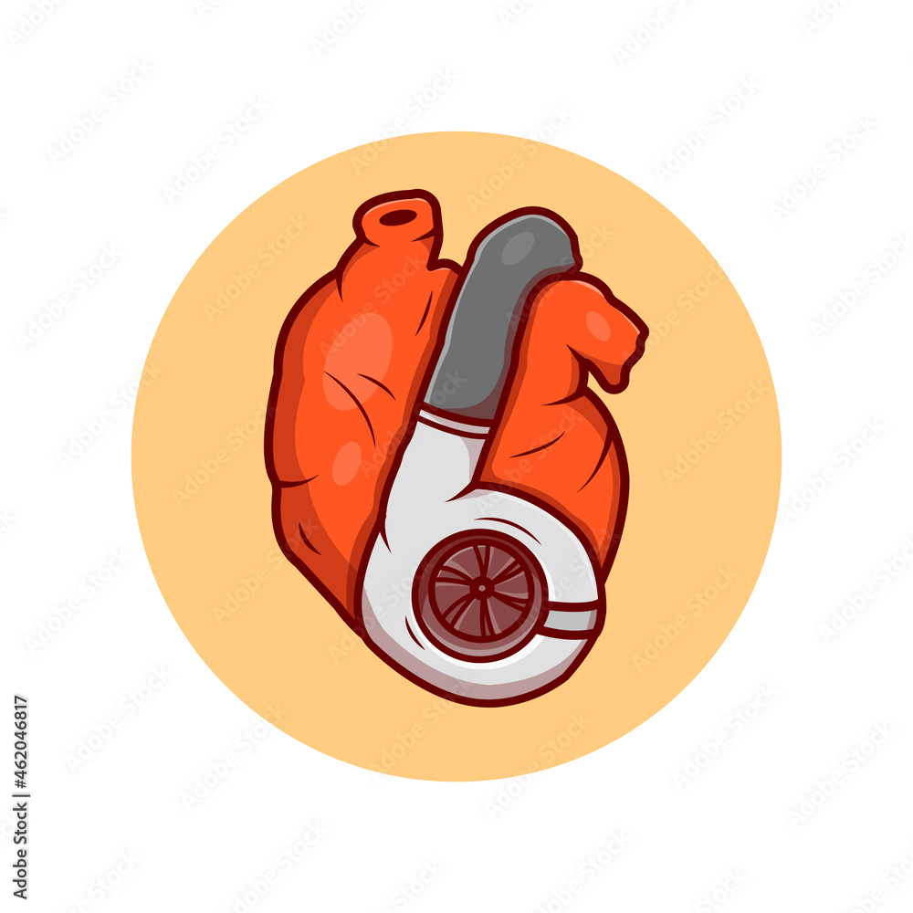 Heart Turbo Logo Cartoon Vector Icon Illustration. Technology Object ...