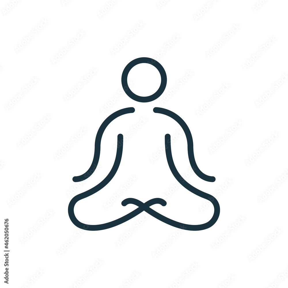 Meditation, Yoga Line Icon. Man Sitting in Lotus Position Linear ...